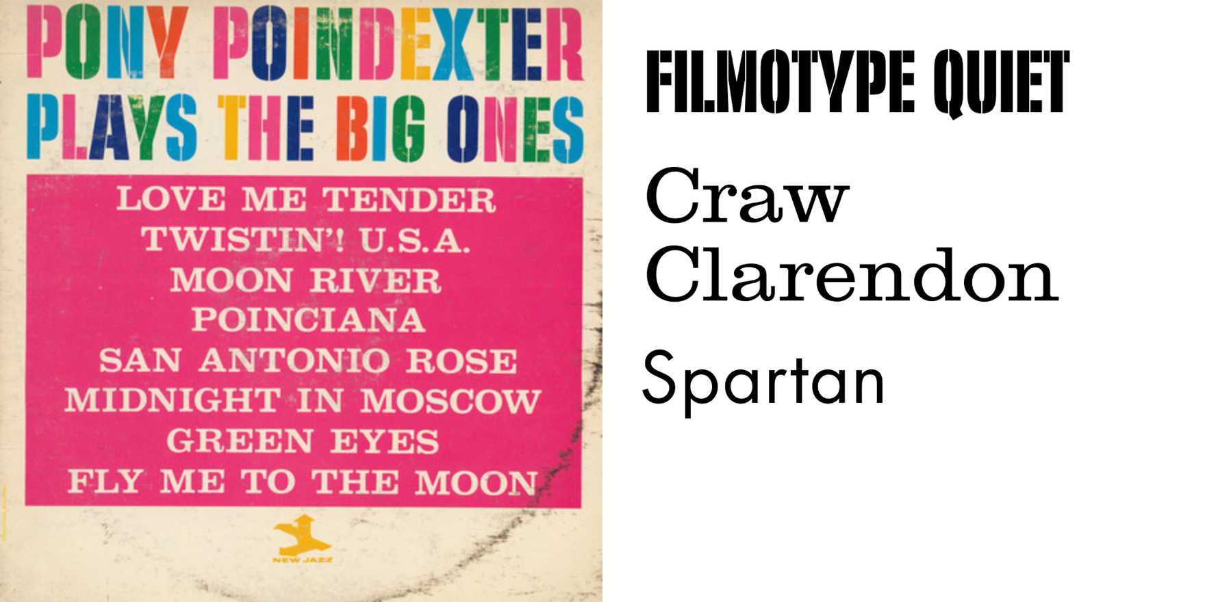 Pony Poindexter – Plays the Big Ones album art - Fonts In Use