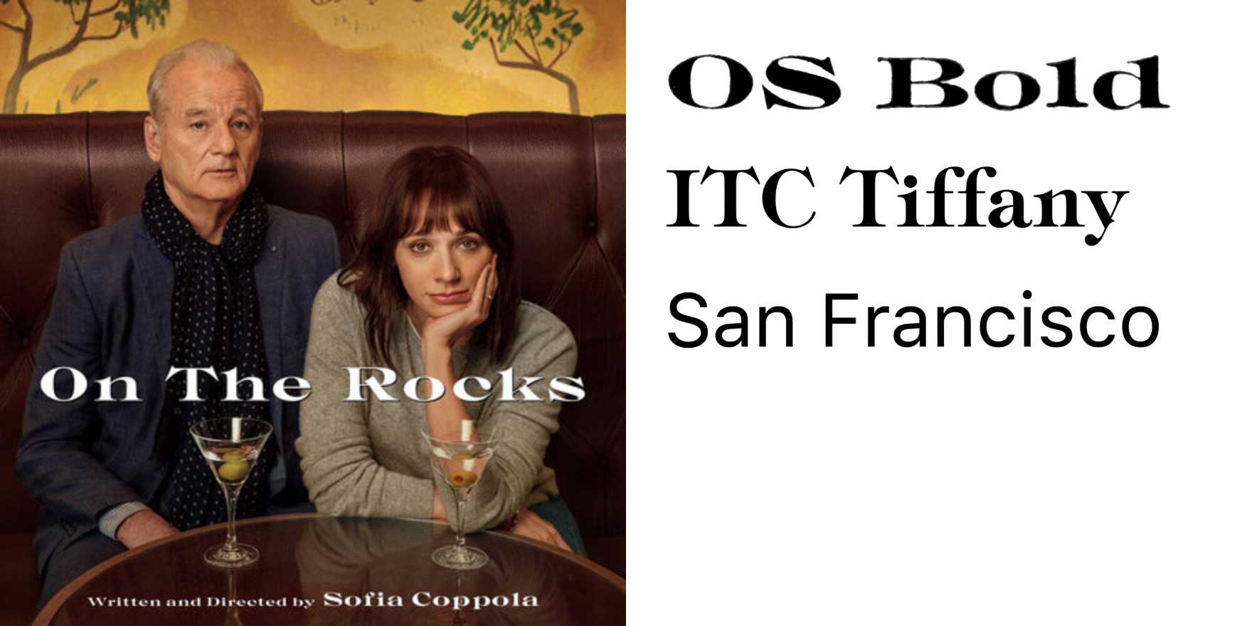 On the Rocks (2020) key art and credits - Fonts In Use