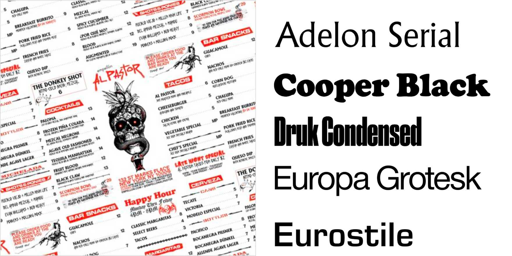 Empellon Al Pastor - Fonts In Use