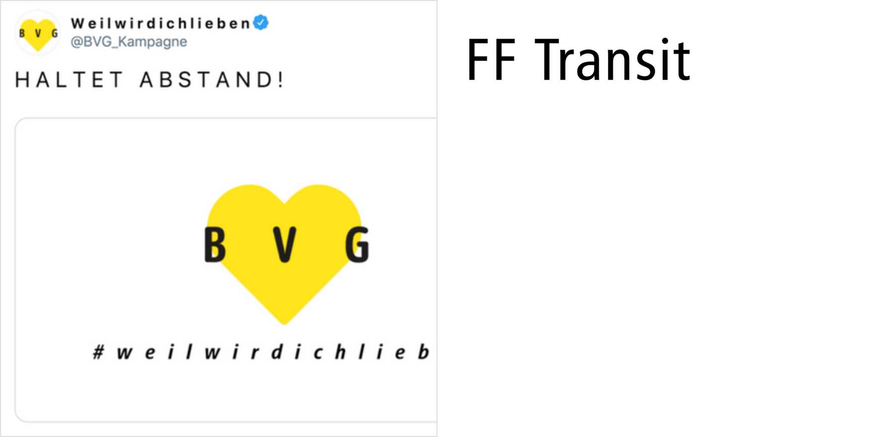 BVG #weilwirdichlieben, March 2020 adaptation - Fonts In Use