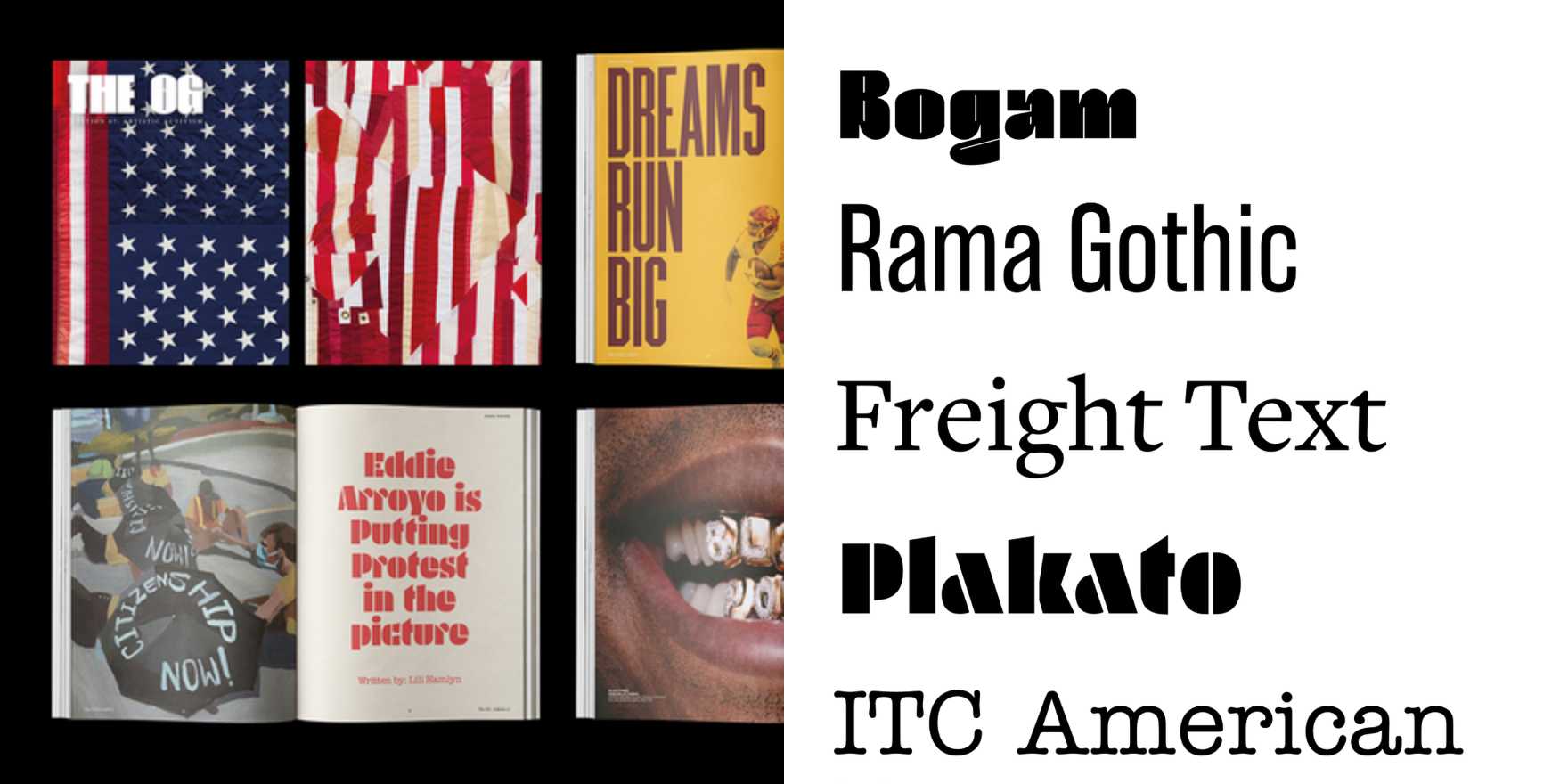 Online Gallery Magazine, Issue 7, “Artistic Activism” - Fonts In Use