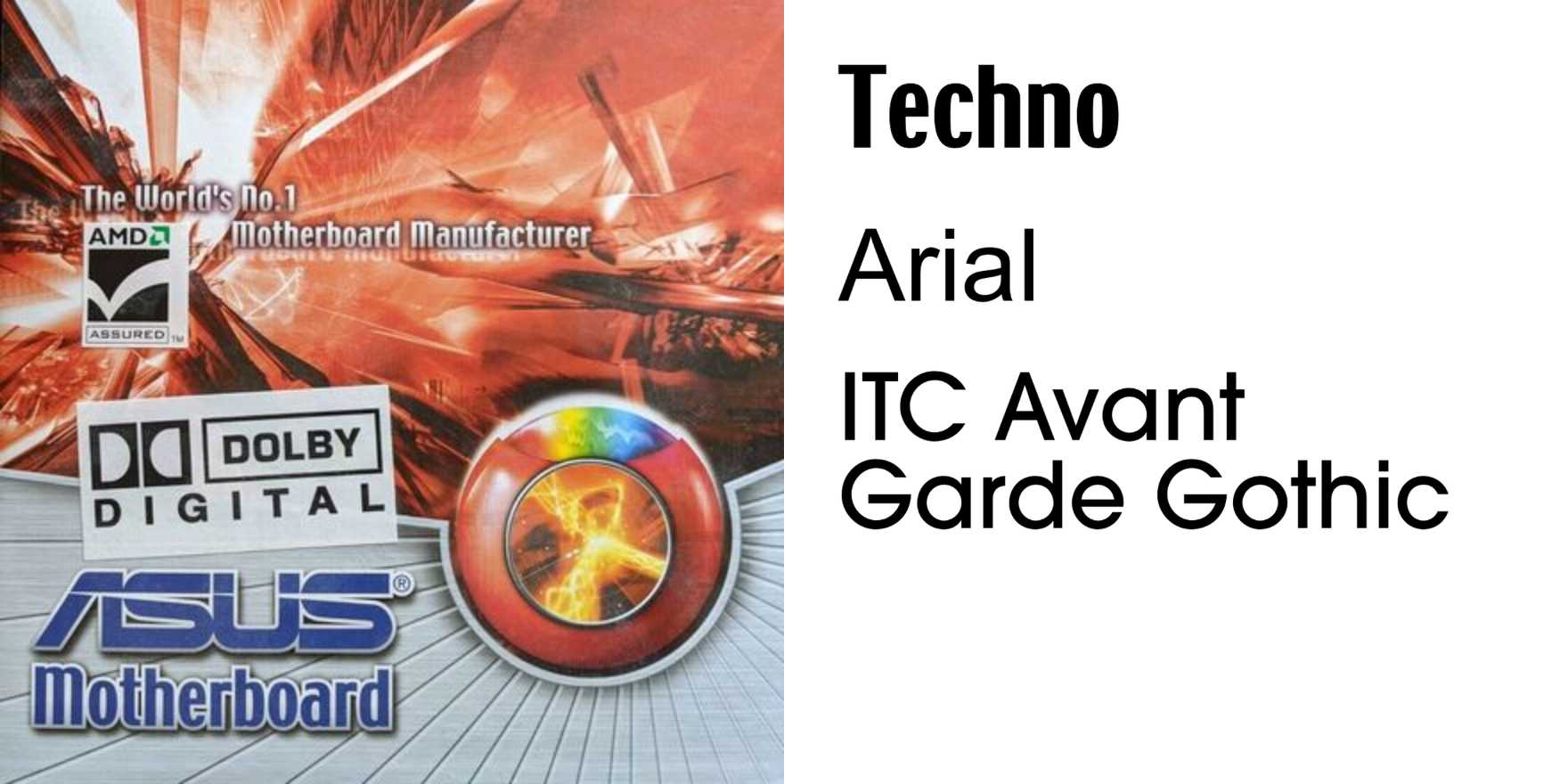 ASUS Motherboard packaging and CDs - Fonts In Use