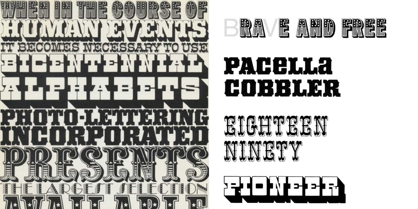 PLINC Bicentennial Alphabets specimen - Fonts In Use