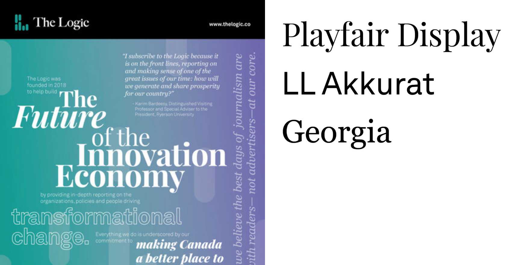 “The Future of the Innovation Economy” ad, The Logic - Fonts In Use