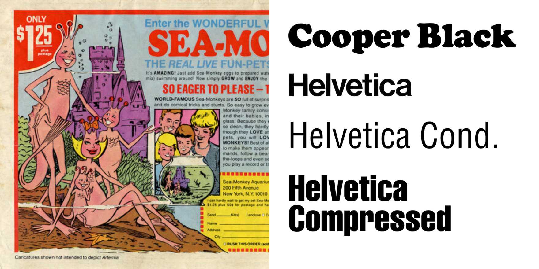 Sea-Monkeys ad (1978) - Fonts In Use