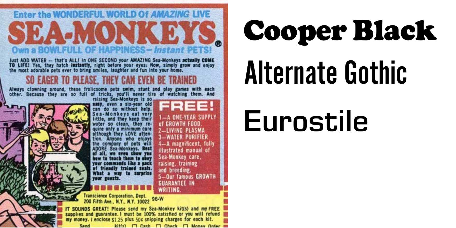 Sea-Monkeys ad - Fonts In Use