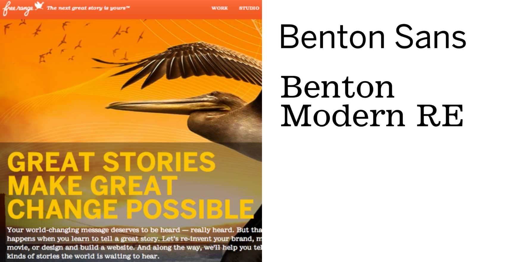 Free Range portfolio website - Fonts In Use