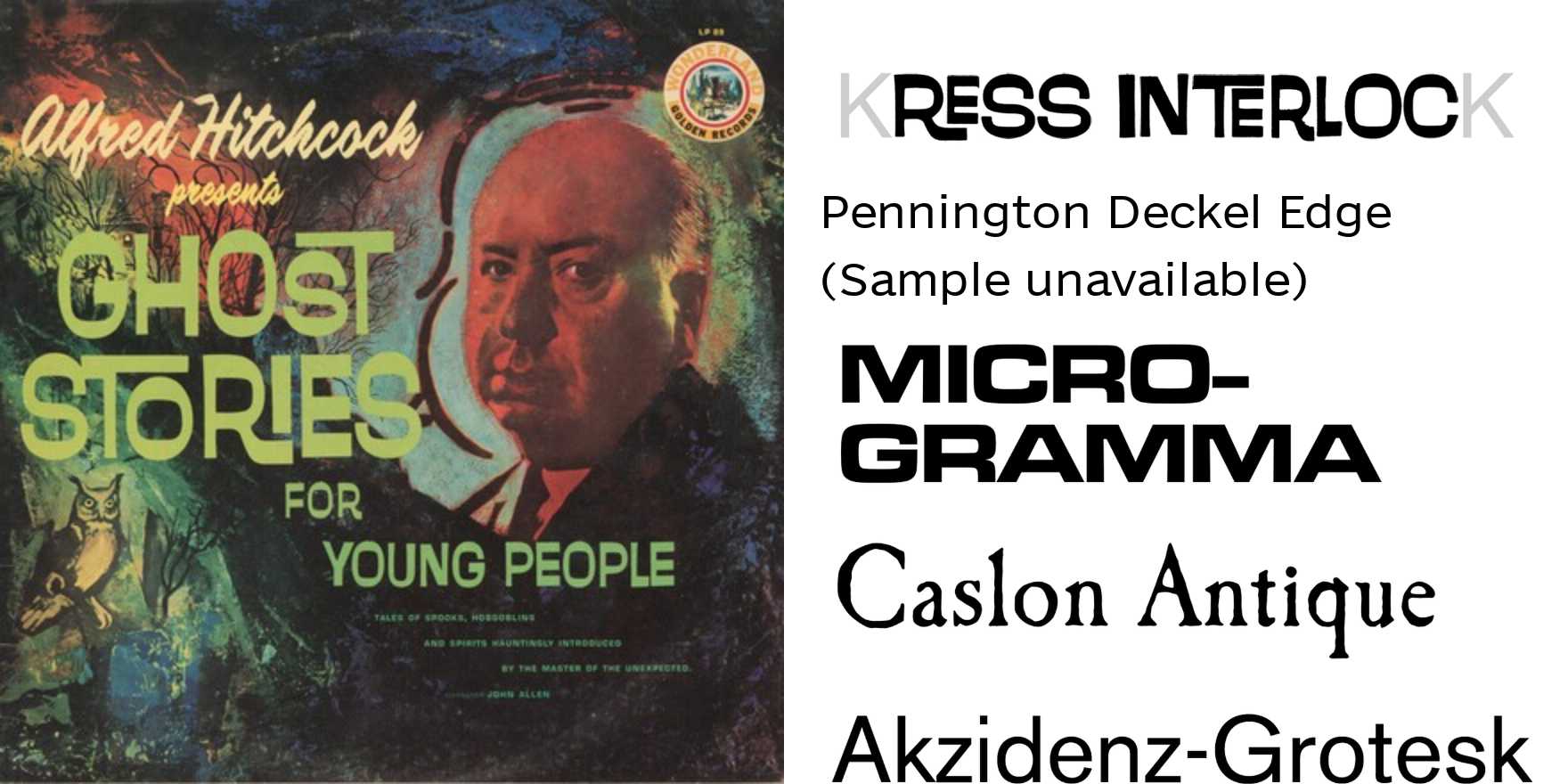 Alfred Hitchcock – Ghost Stories for Young People album art - Fonts In Use