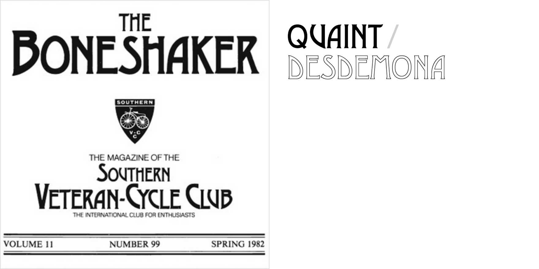 Veteran-Cycle Club’s The Boneshaker magazine logo - Fonts In Use