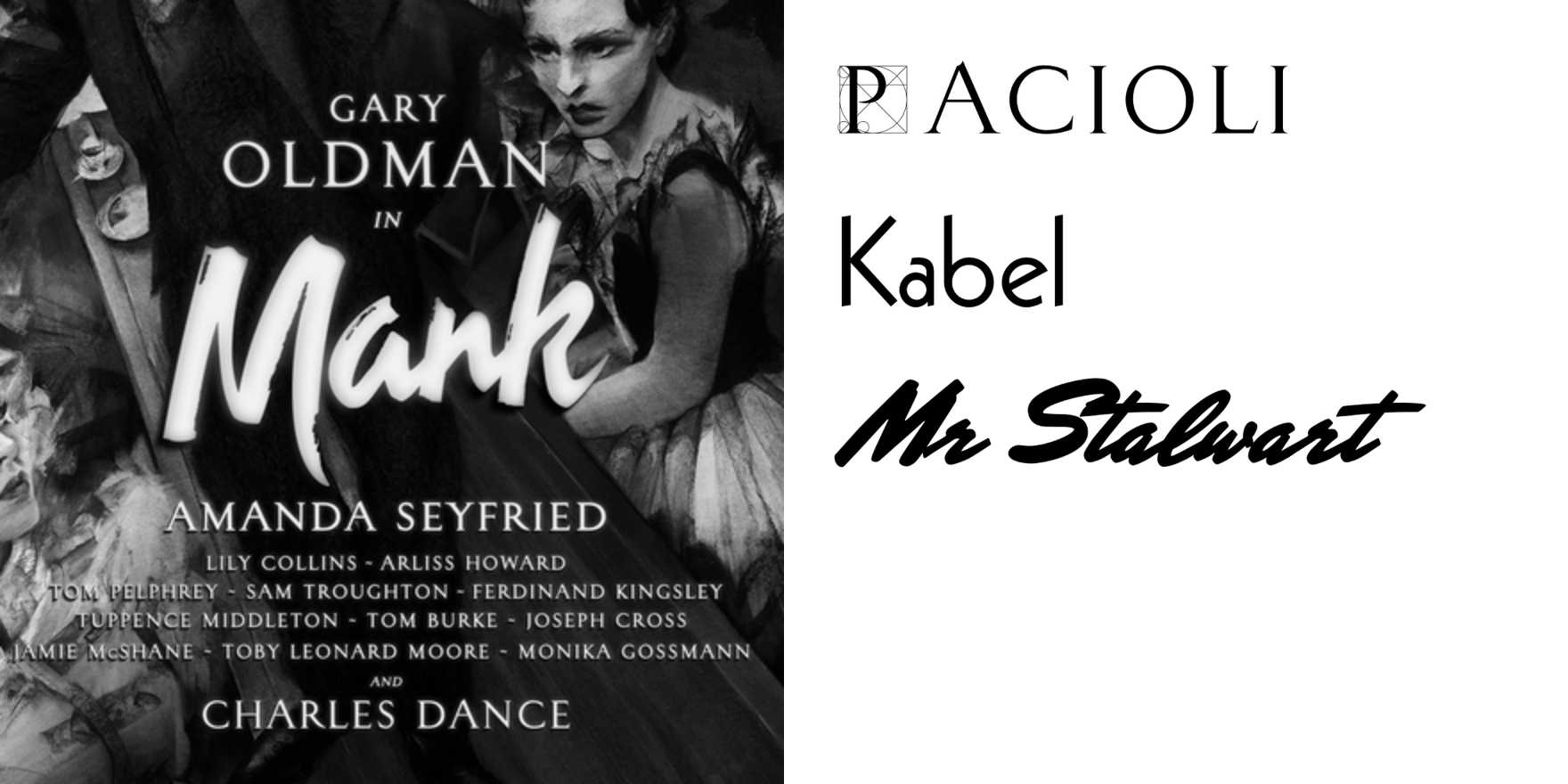 Mank (2020) posters, titles, promotional materials - Fonts In Use