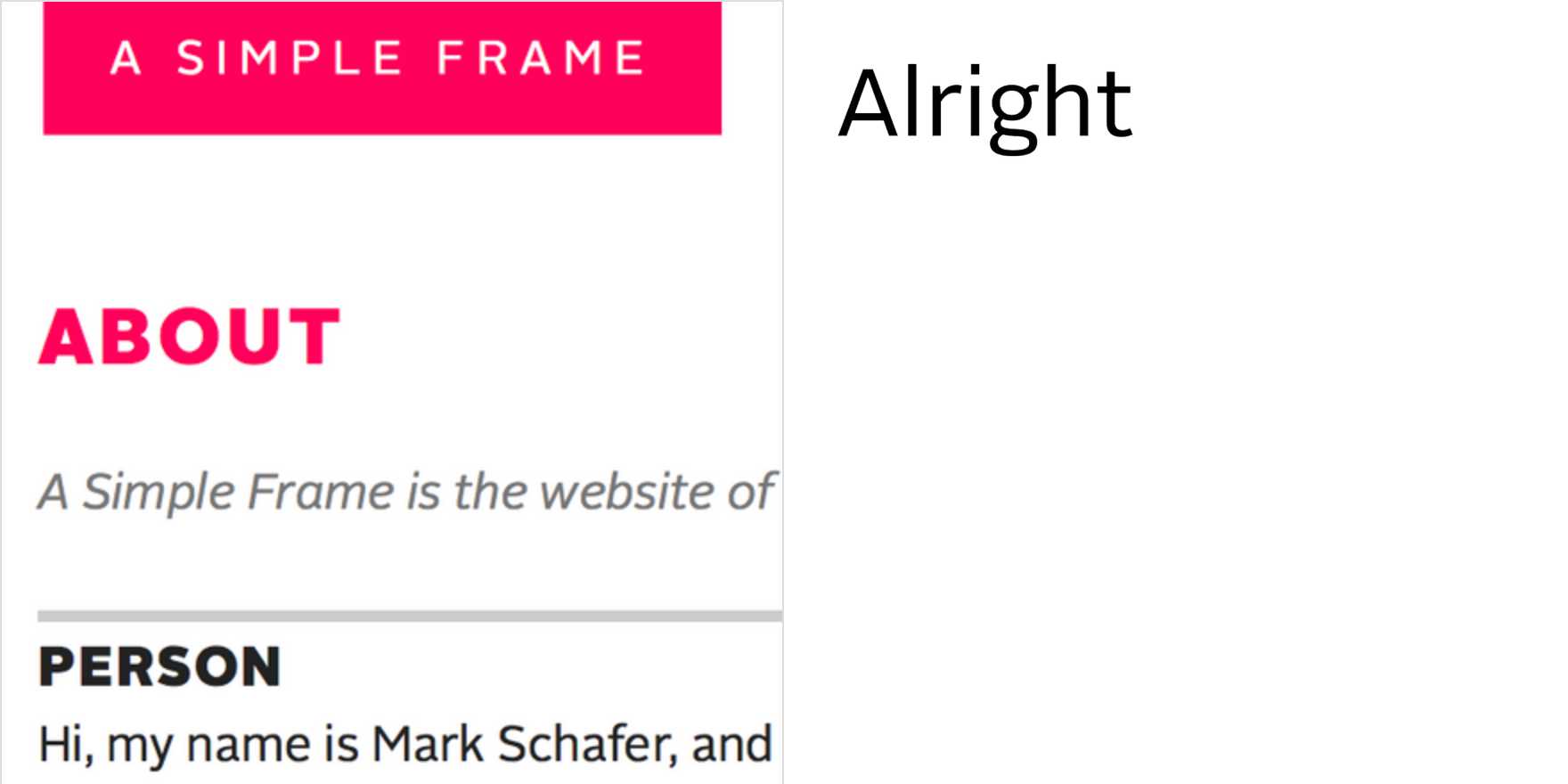 A Simple Frame website - Fonts In Use