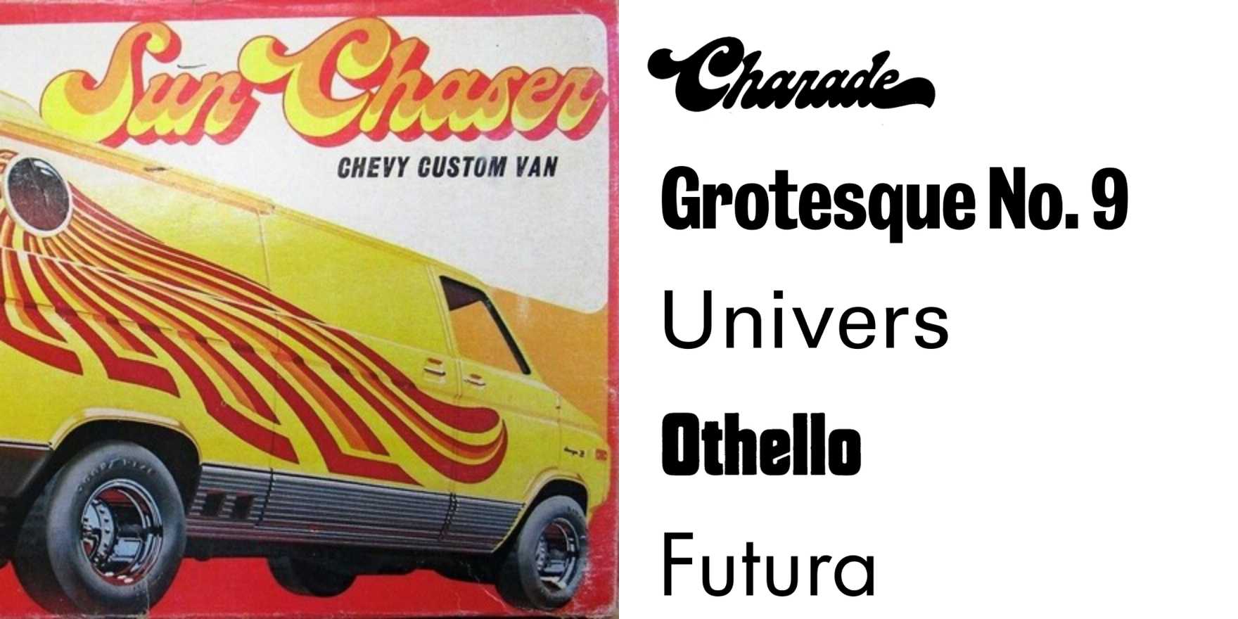 AMT Sun Chaser Chevy Custom Van model kit - Fonts In Use