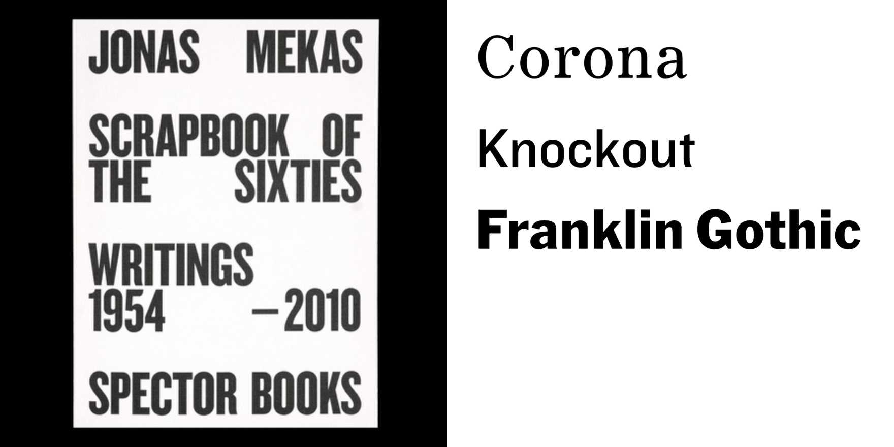Jonas Mekas: Scrapbook of the Sixties - Fonts In Use