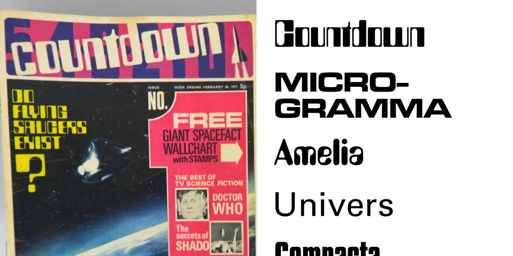 Countdown comic, Issues 1 & 2 - Fonts In Use