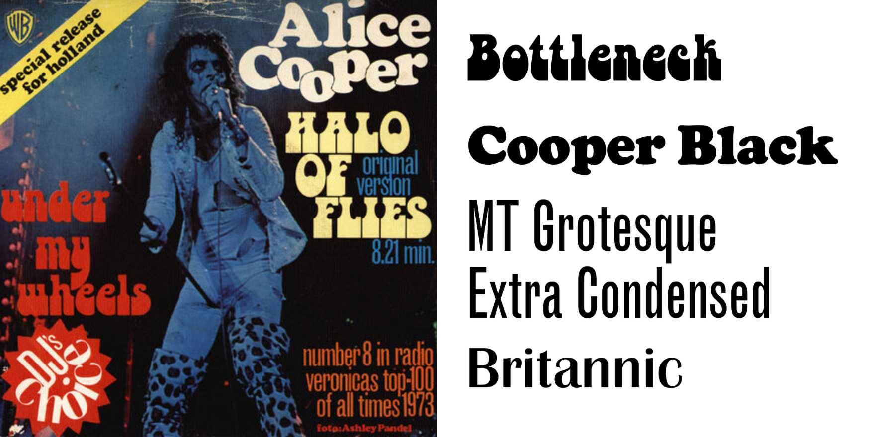 Alice Cooper – “Halo of Flies” / “Under My Wheels” single cover - Fonts ...