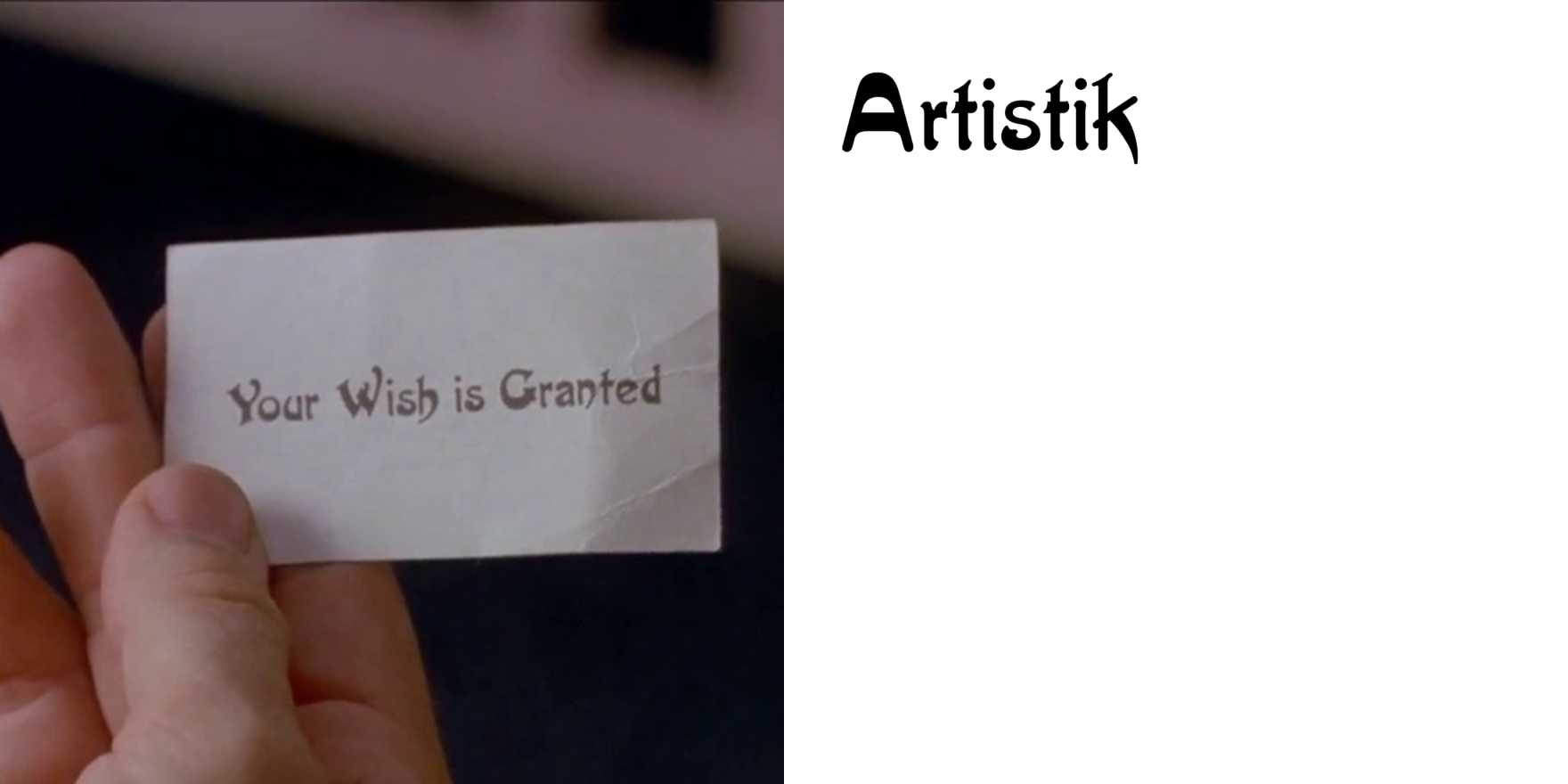 Zoltar fortune card from Big (1988) - Fonts In Use