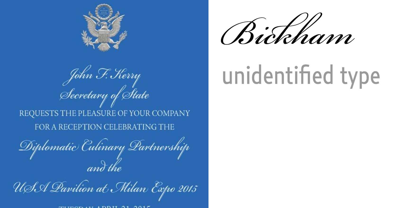 US Secretary of State Diplomatic Invitation - Fonts In Use