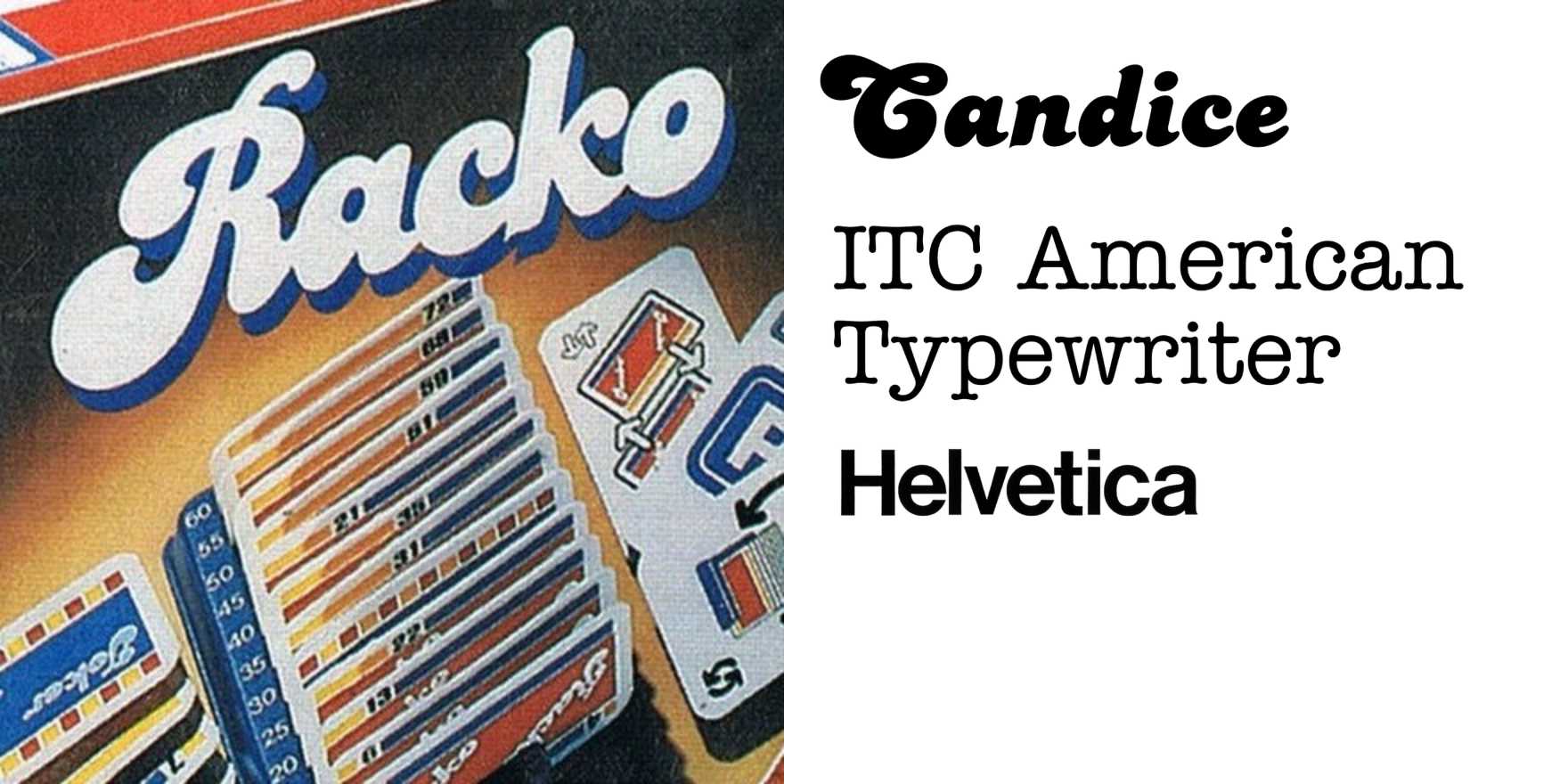 Racko (Rack-o), Ravensburger edition - Fonts In Use