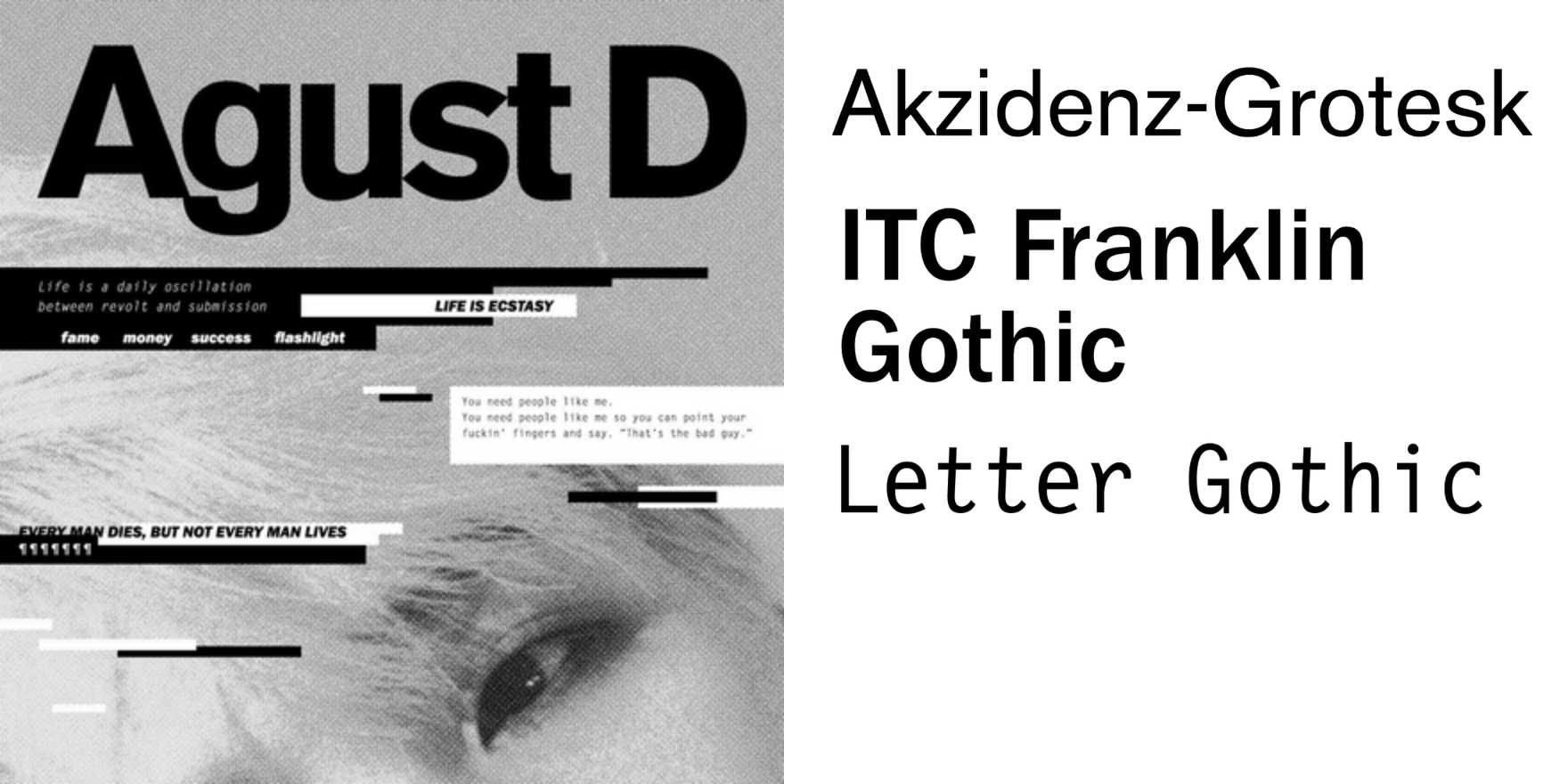 Agust D – Agust D mixtape cover - Fonts In Use