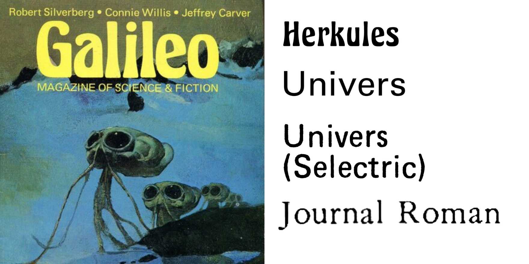 Galileo Magazine of Science & Fiction - Fonts In Use