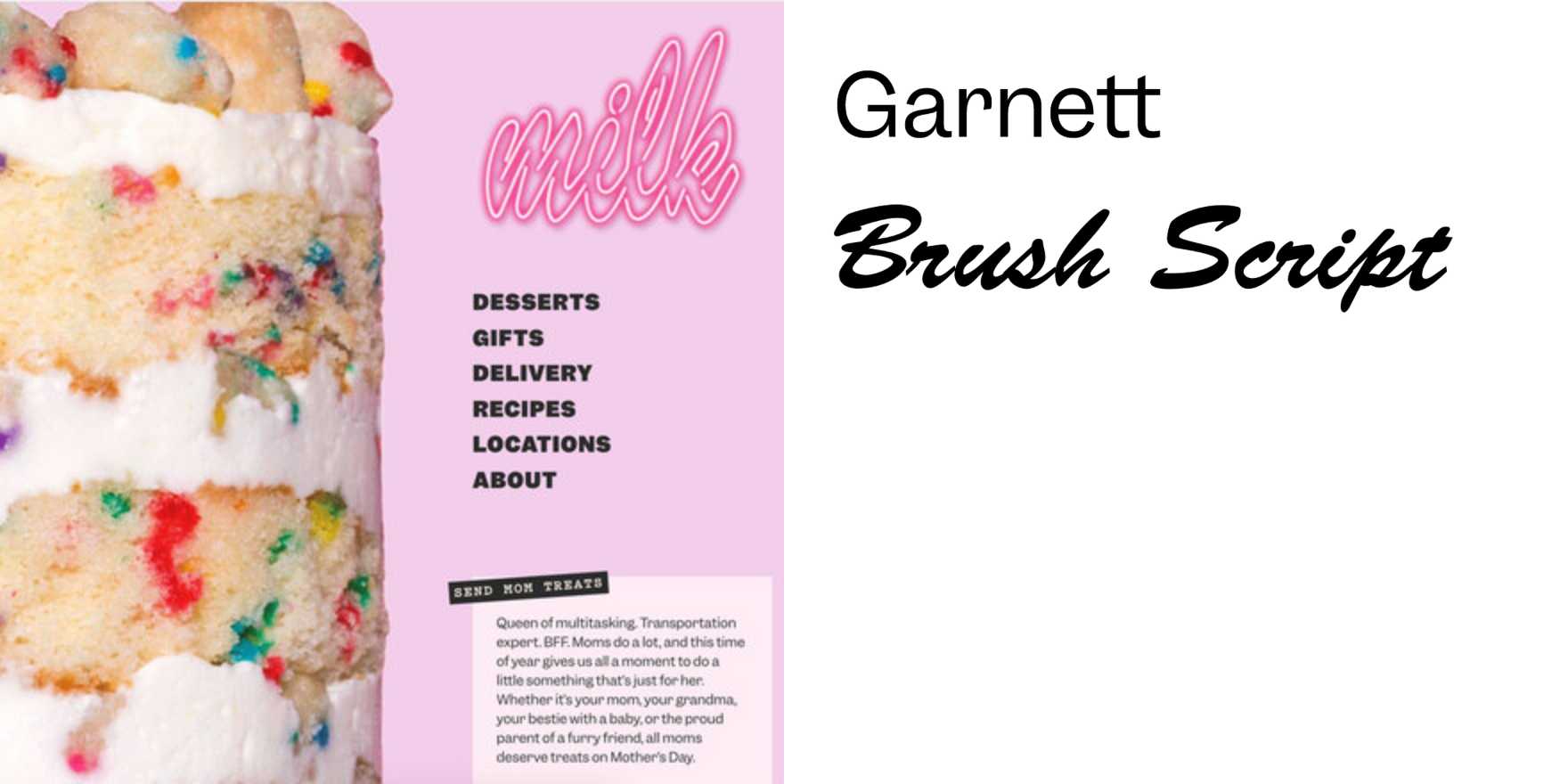 Milk Bar website - Fonts In Use