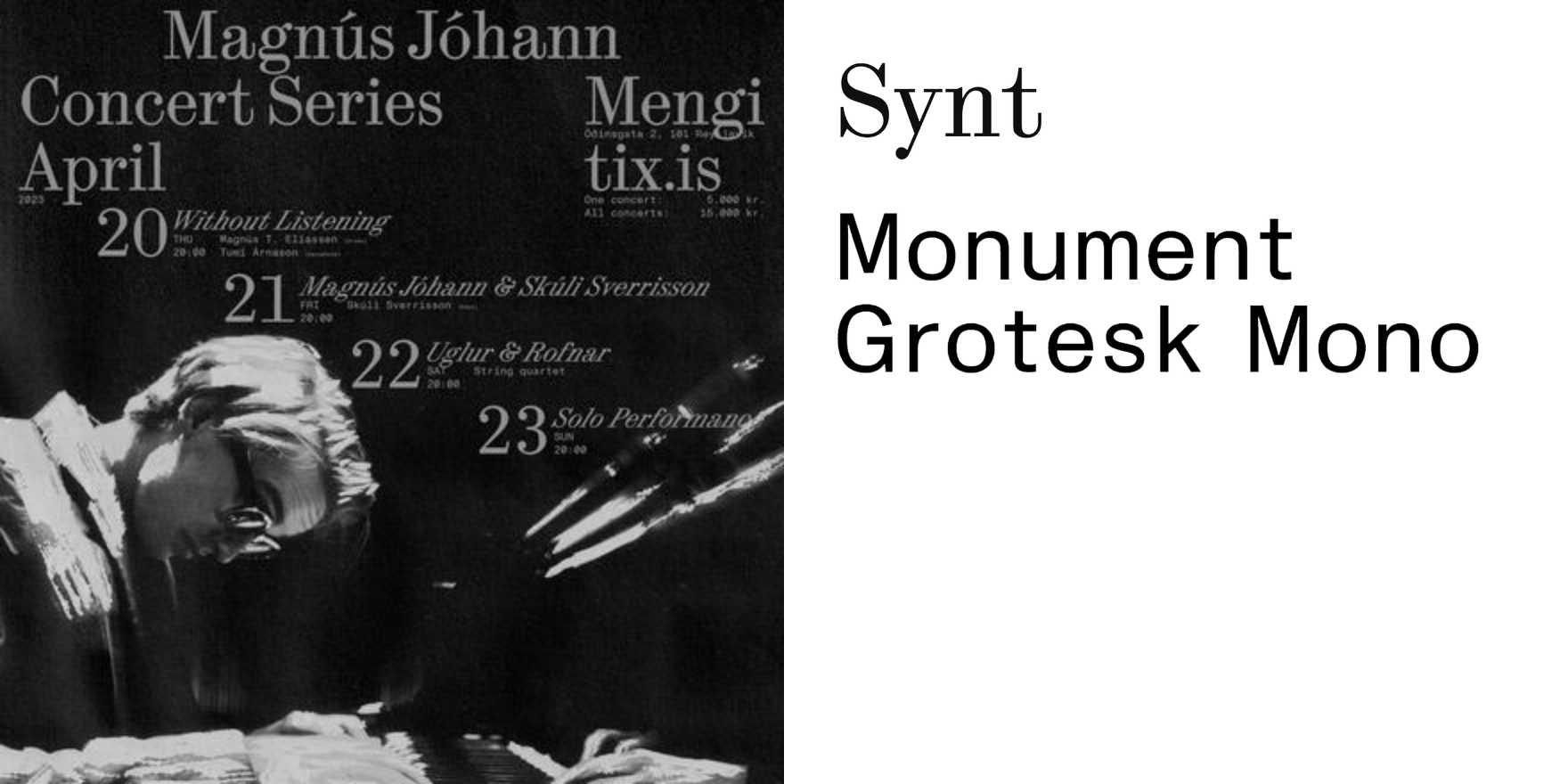 Magnús Jóhann Concert Series poster - Fonts In Use