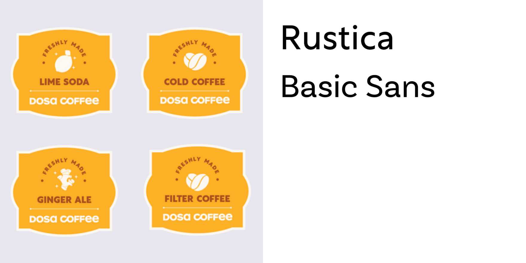 Dosa Coffee identity and packaging - Fonts In Use