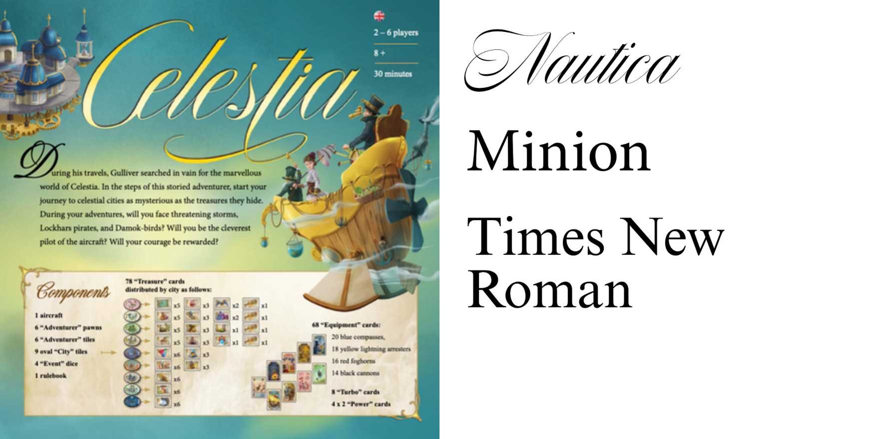 Celestia board game - Fonts In Use