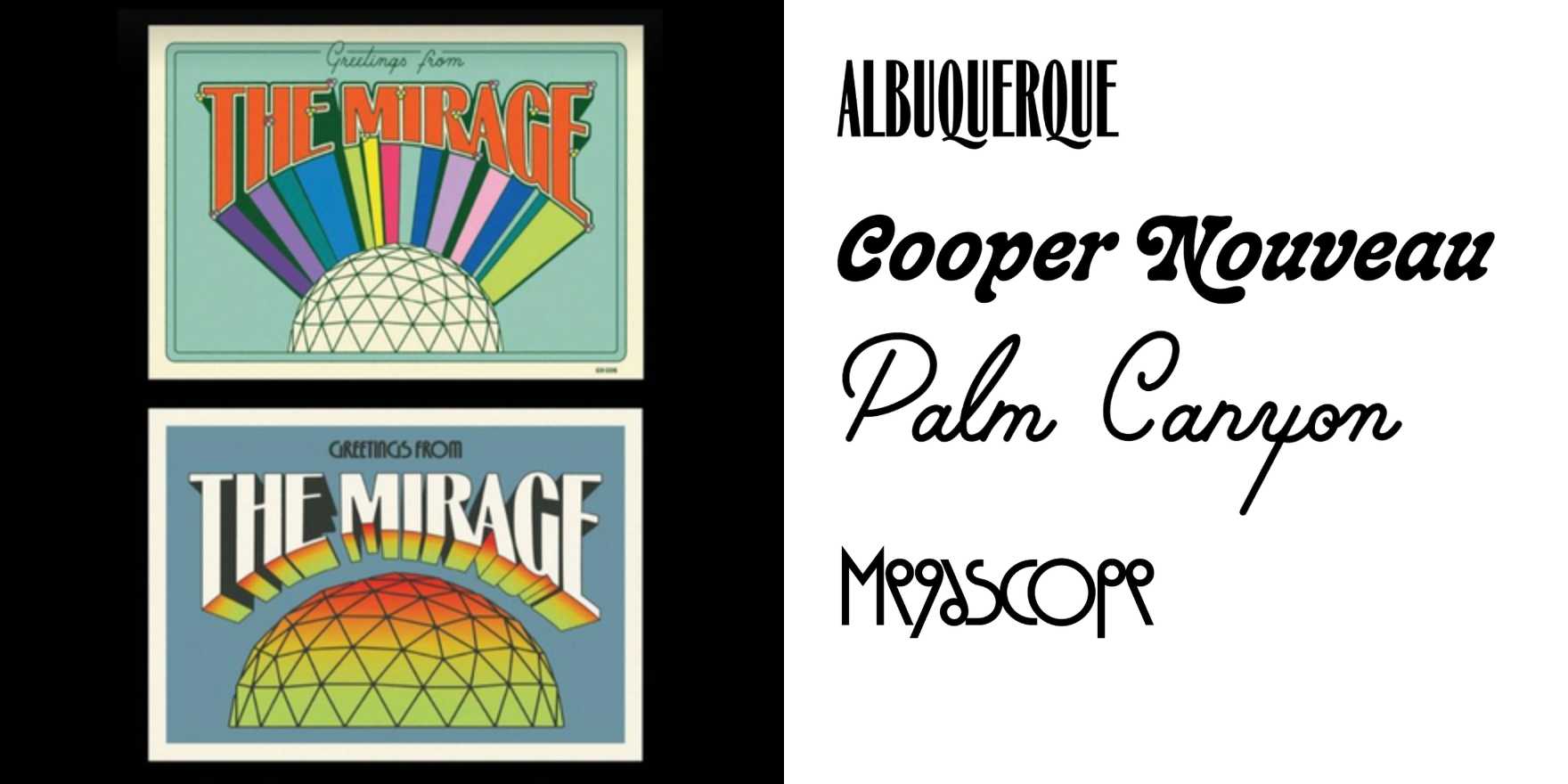 The Mirage postcards - Fonts In Use