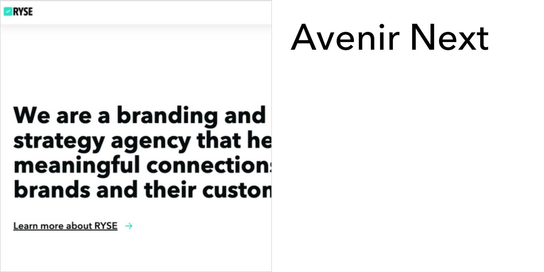 RYSE agency website - Fonts In Use