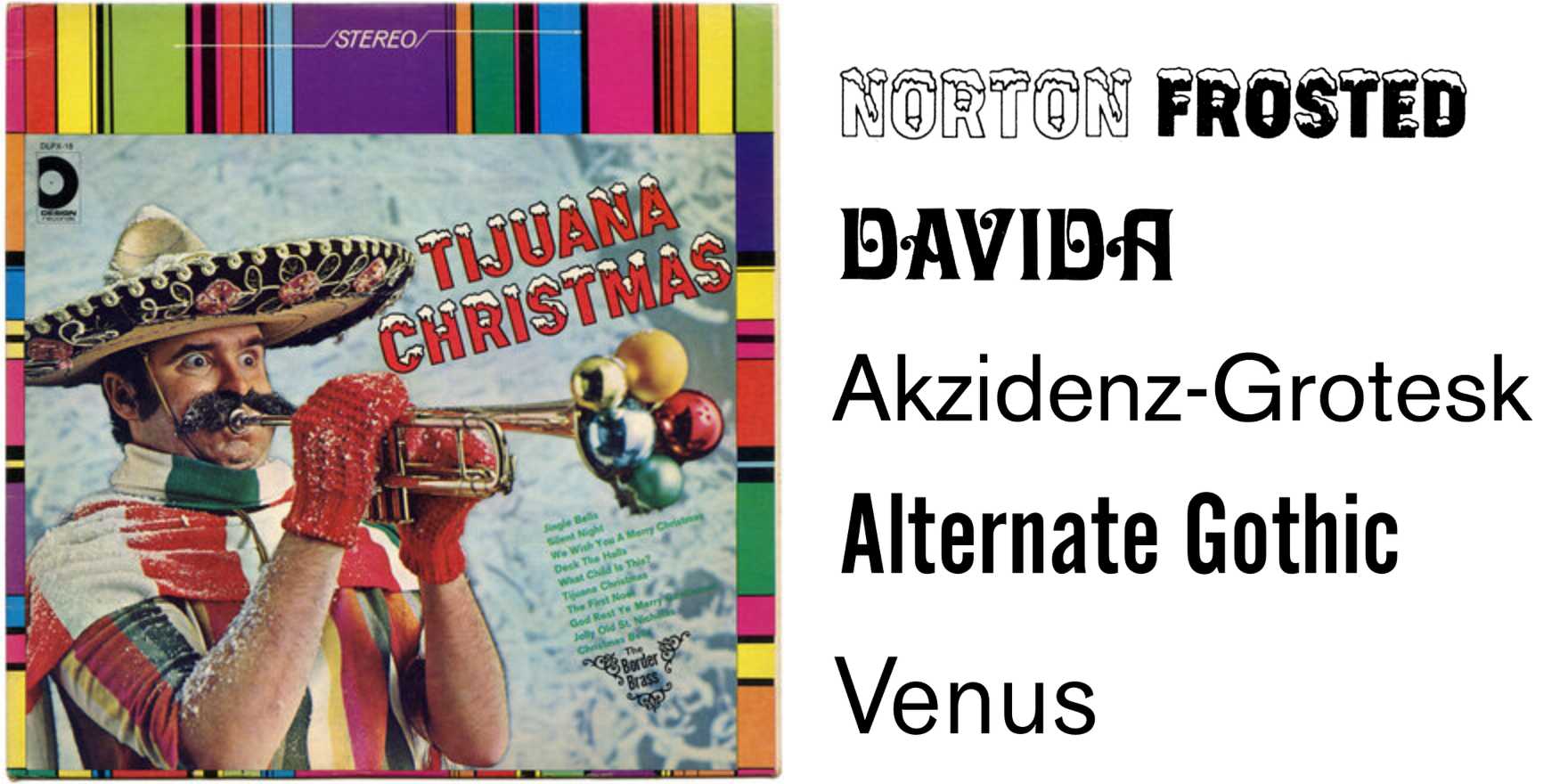 The Border Brass – Tijuana Christmas album art - Fonts In Use
