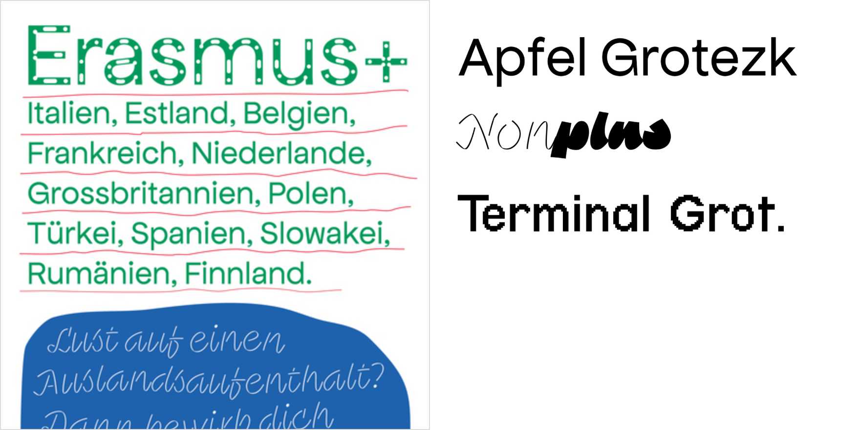 Erasmus+ poster - Fonts In Use