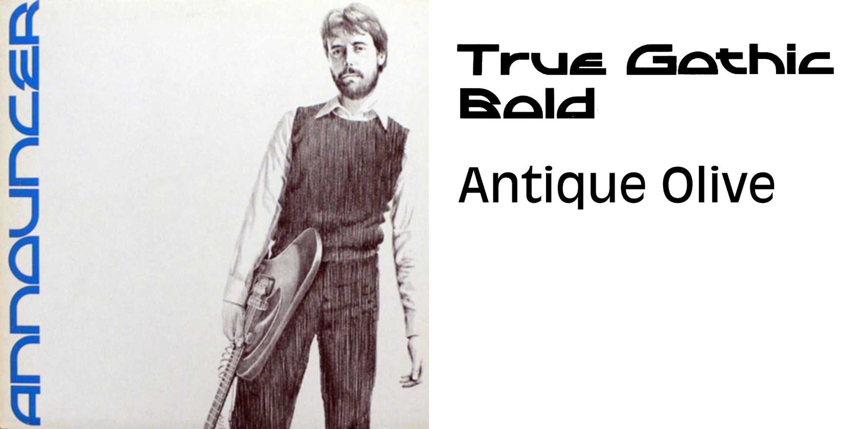 Hugh Featherstone Blyth – Announcer album art - Fonts In Use