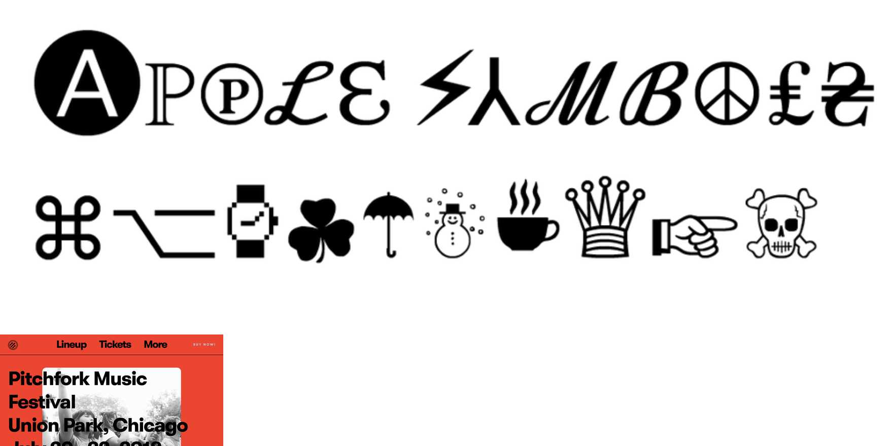 Apple Symbols in use - Fonts In Use