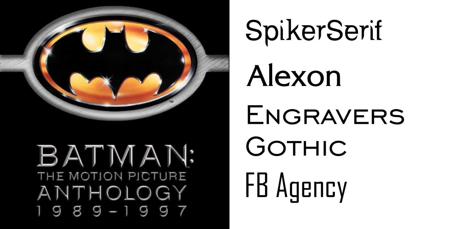 Batman: The Motion Picture Anthology 1989–1997 - Fonts In Use