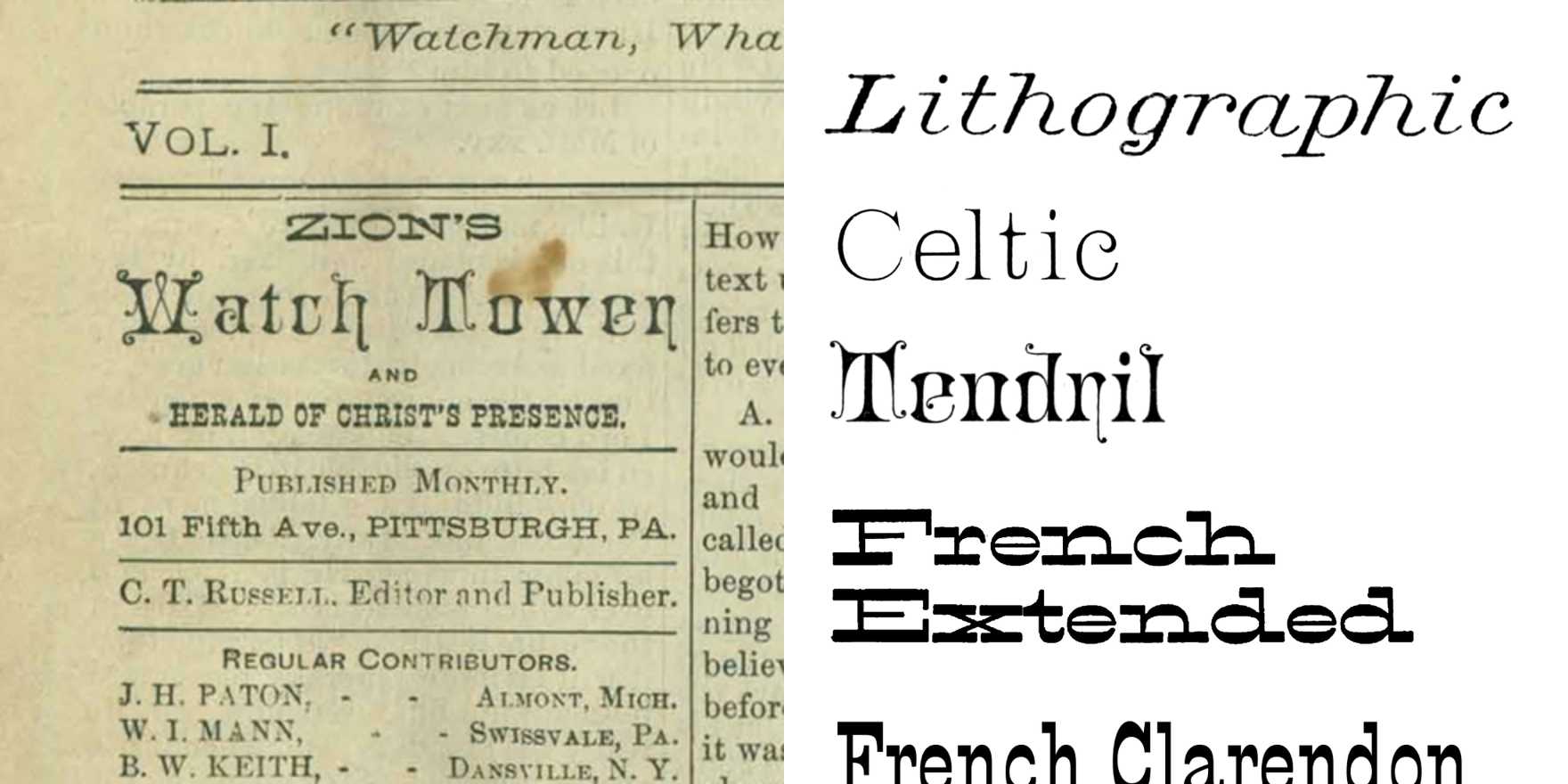 Zion’s Watch Tower magazine (1880) - Fonts In Use