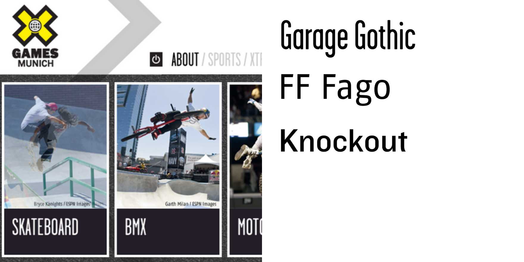 X Games - Fonts In Use