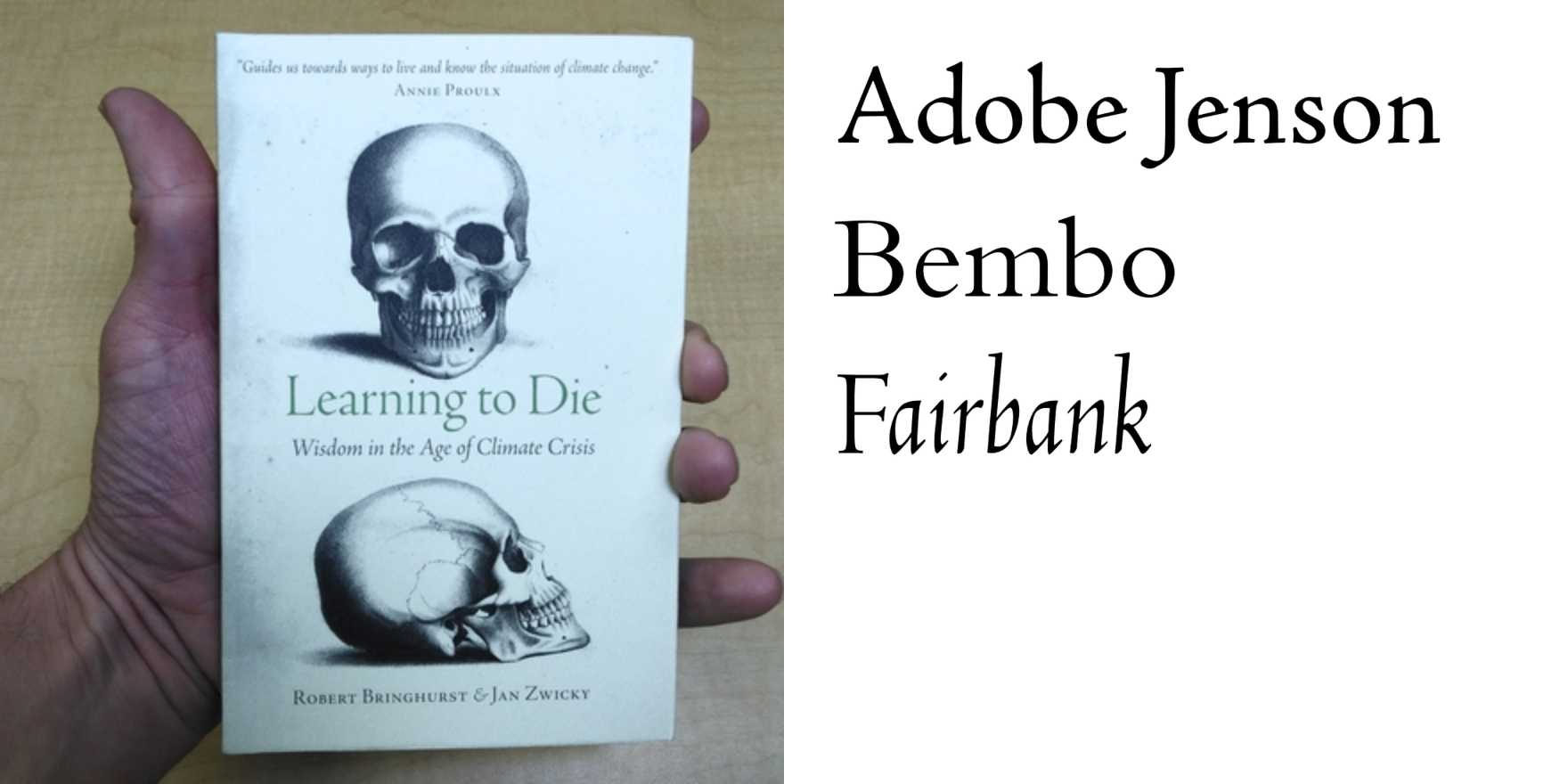 Learning to Die by Robert Bringhurst & Jan Zwicky - Fonts In Use