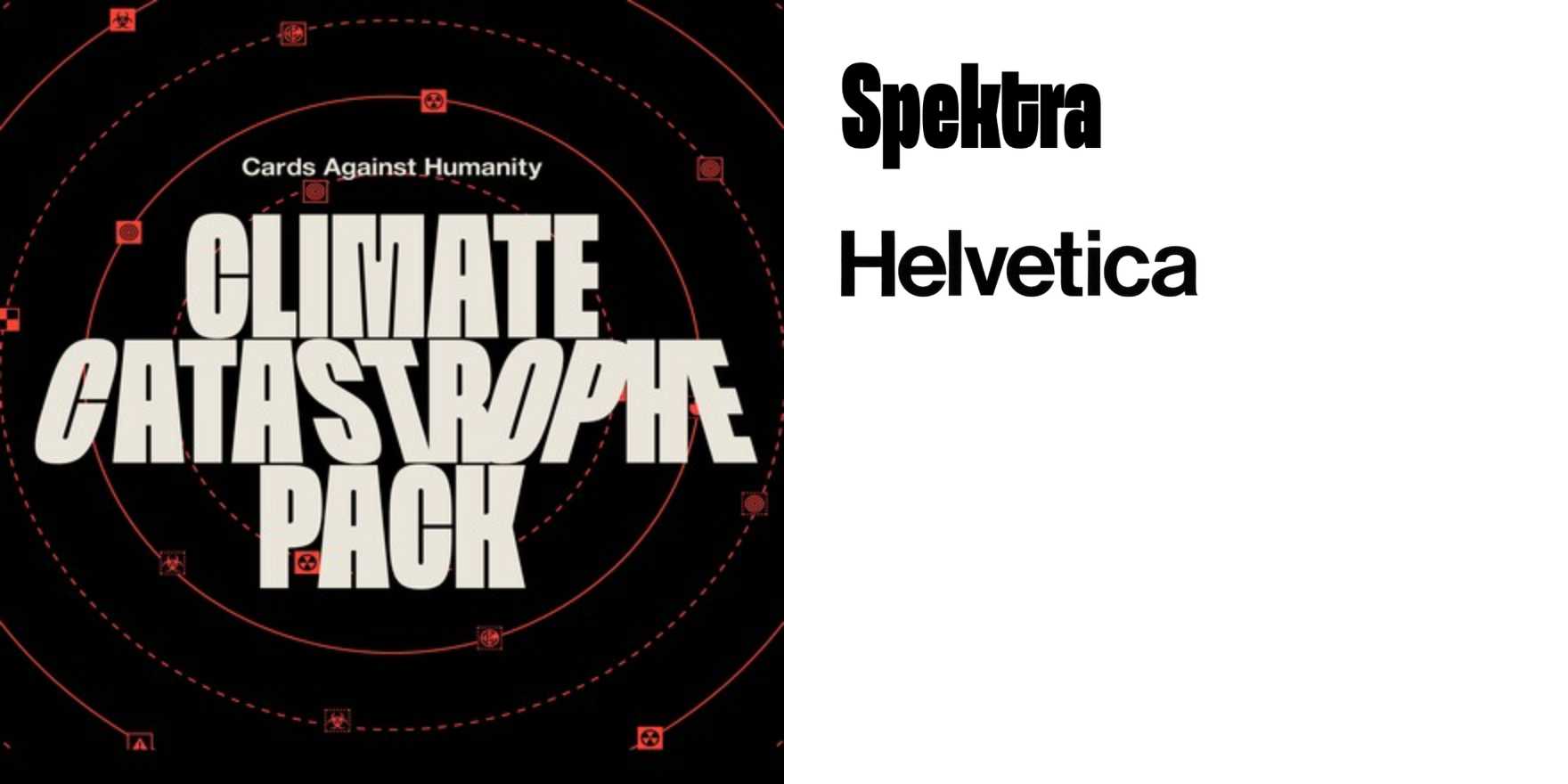 Cards Against Humanity, Climate Catastrophe Pack website - Fonts In Use