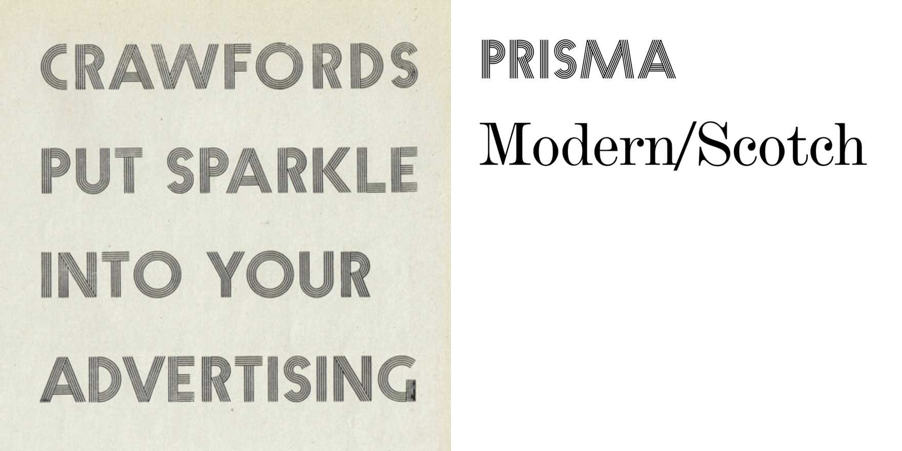 “Crawfords put sparkle into your advertising” ad - Fonts In Use
