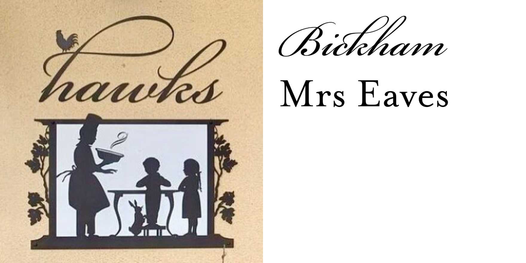 Hawks Restaurant, Granite Bay - Fonts In Use