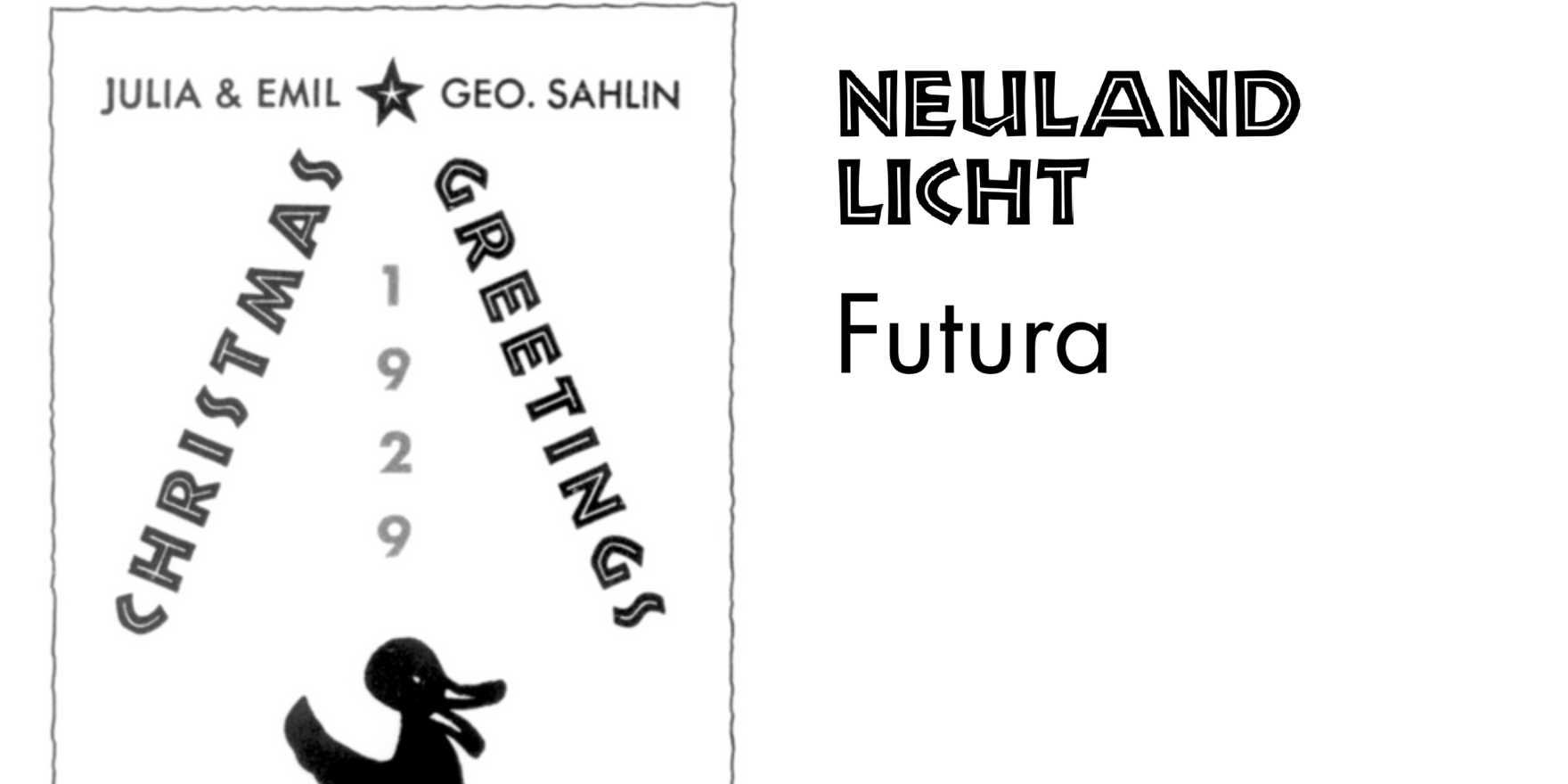 Christmas Greetings 1929 from Julia & Emil Georg Sahlin - Fonts In Use