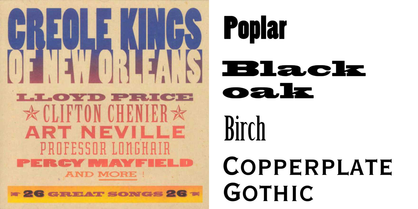 Creole Kings of New Orleans: Volume 1 and 2 album art - Fonts In Use
