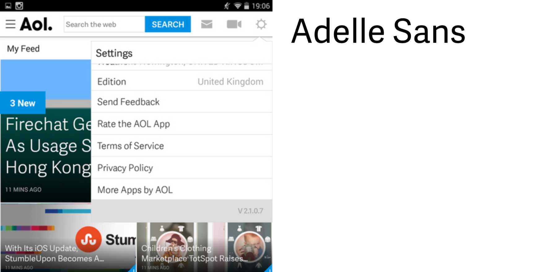Aol website and app - Fonts In Use