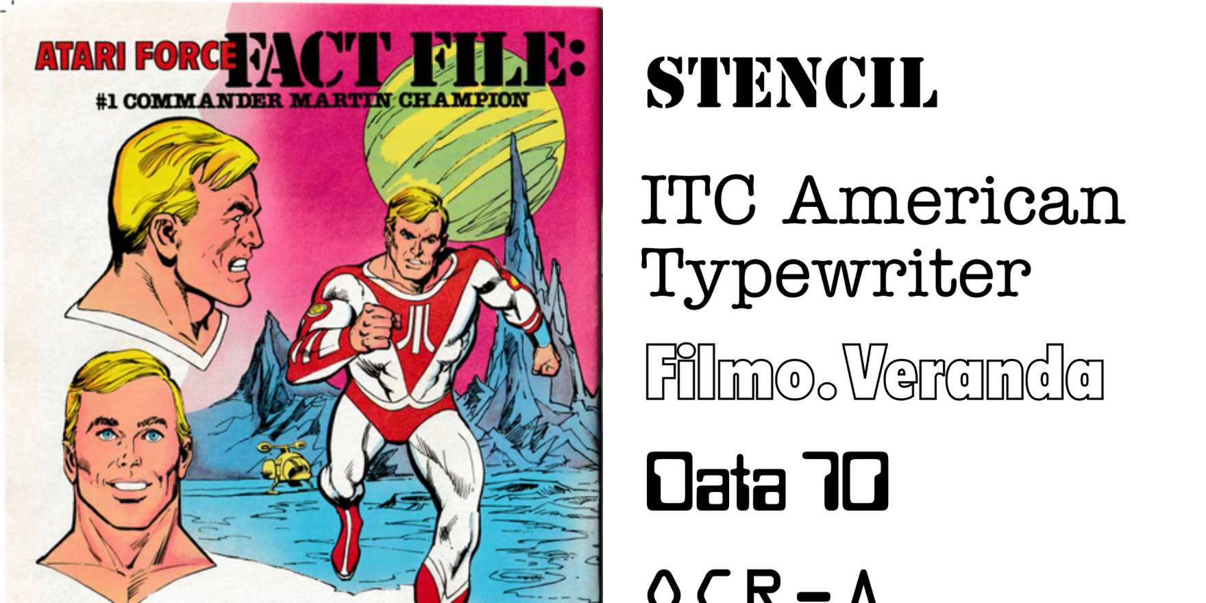 Atari Force, Fact File: Commander Martin Champion - Fonts In Use