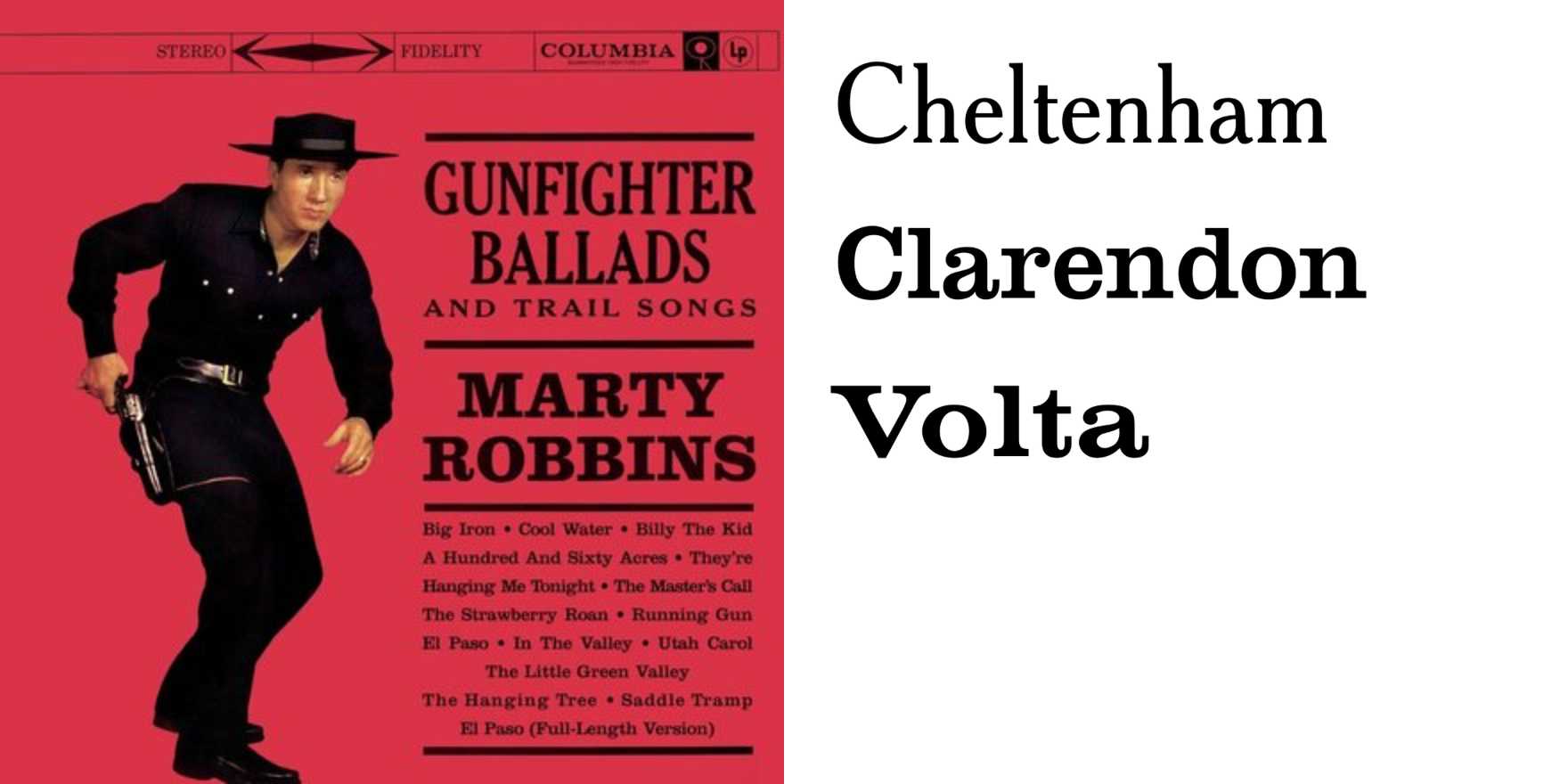 Marty Robbins – Gunfighter Ballads and Trail Songs album art - Fonts In Use
