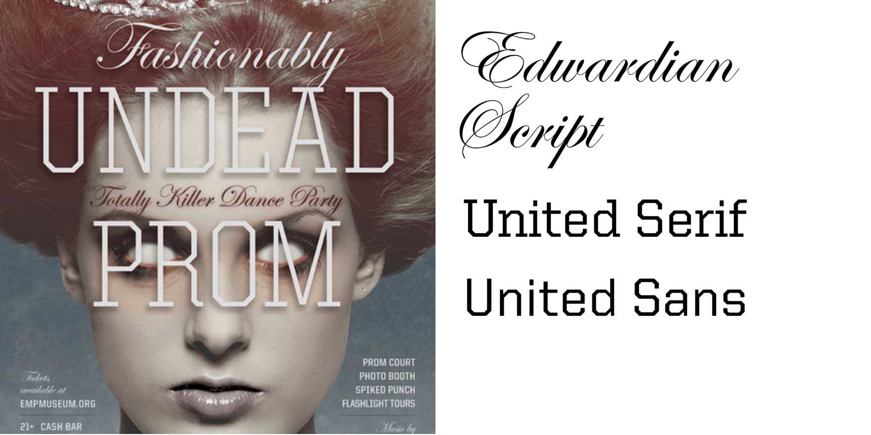 Fashionably Undead Prom - Fonts In Use