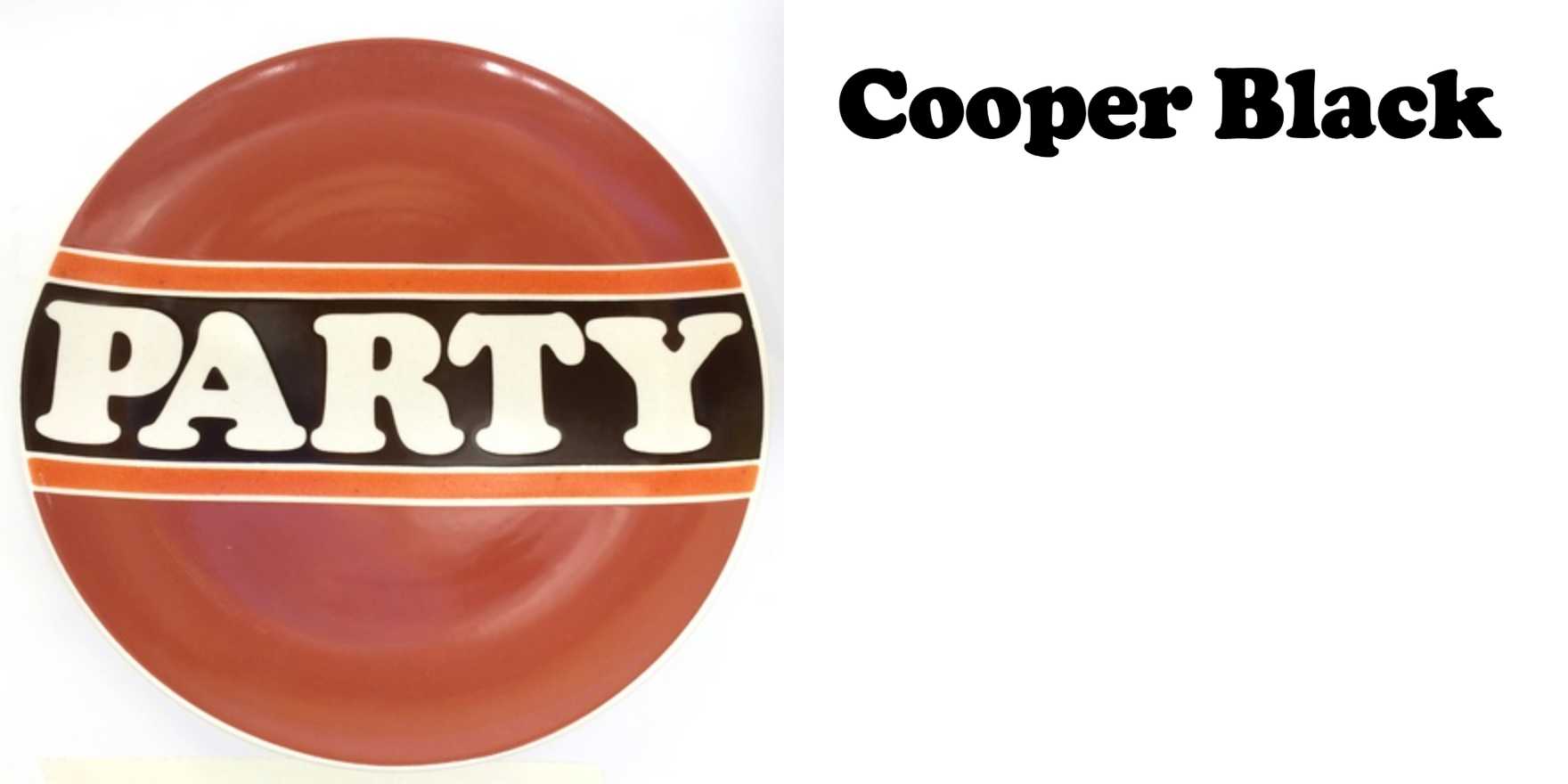 Mikasa “Party Brown” plate - Fonts In Use