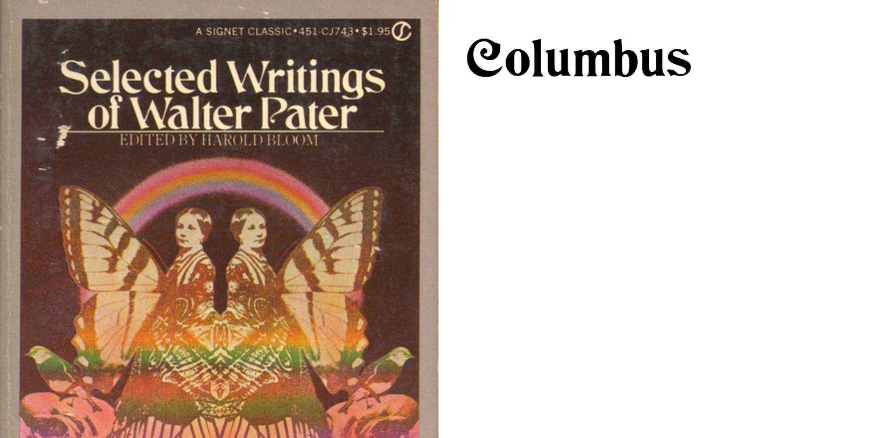 Selected Writings of Walter Pater (Signet) - Fonts In Use