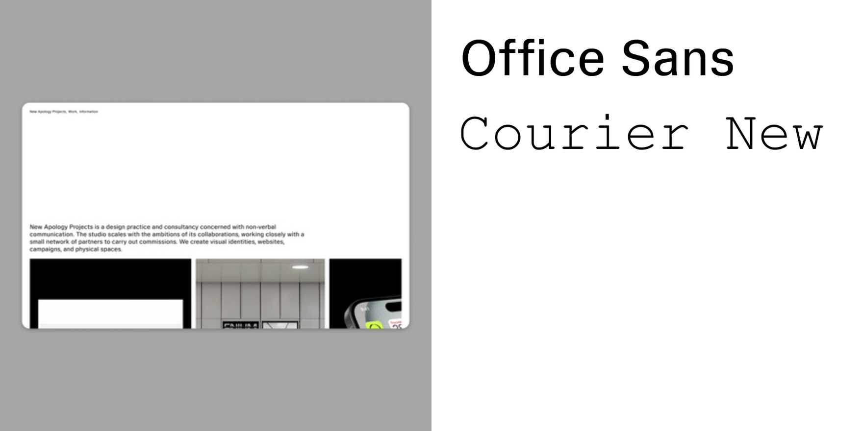 New Apology Projects website - Fonts In Use